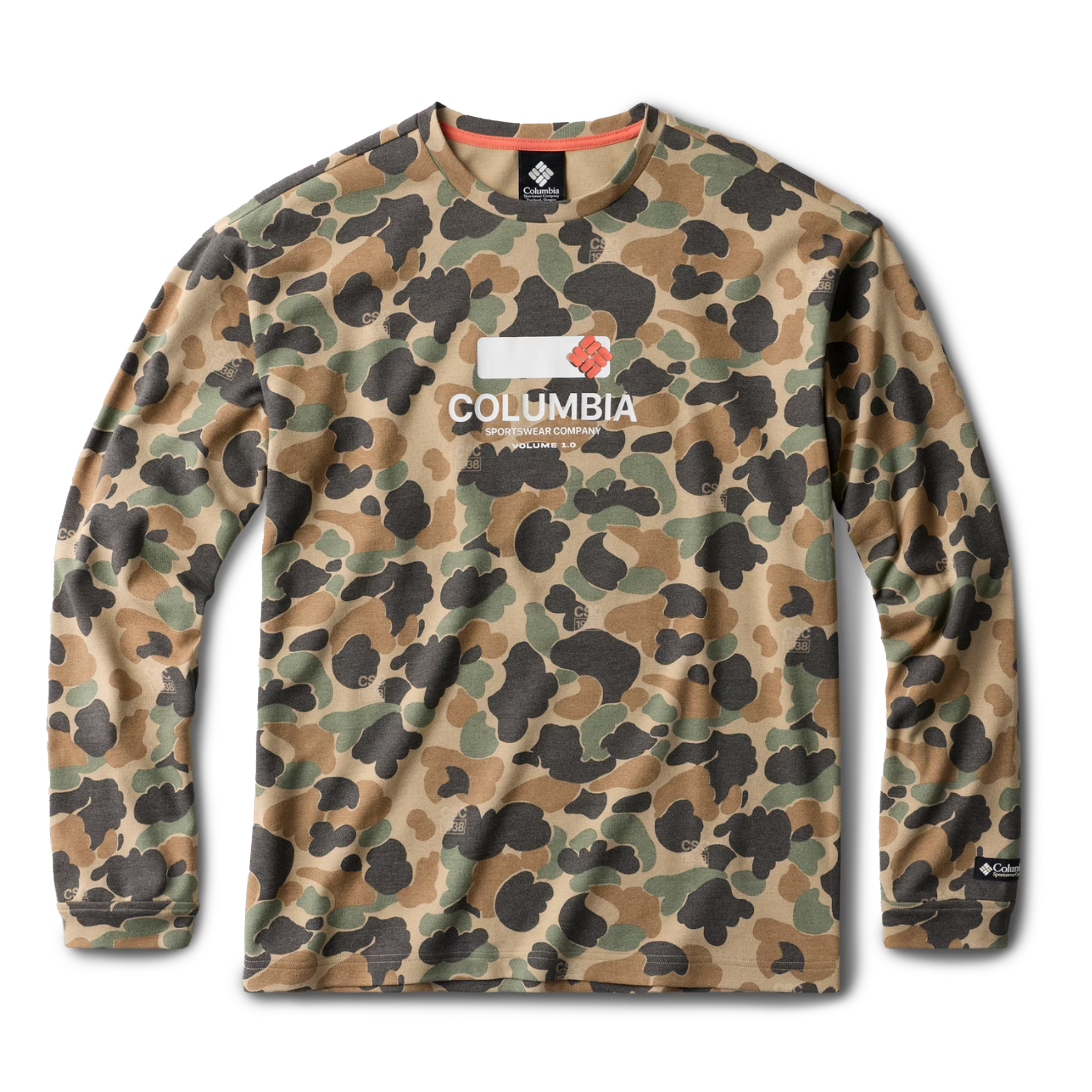 Columbia CSC1938 V1 Printed Long Sleeve Tee British Tan Duck Camo ...
