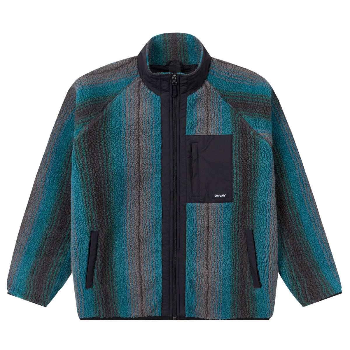 Only NY Radiant Stripe Fleece Jacket Teal – West NYC
